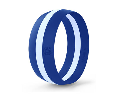 BLUE WITH WHITE STRIPE SILICONE RING – PYRKIÄ